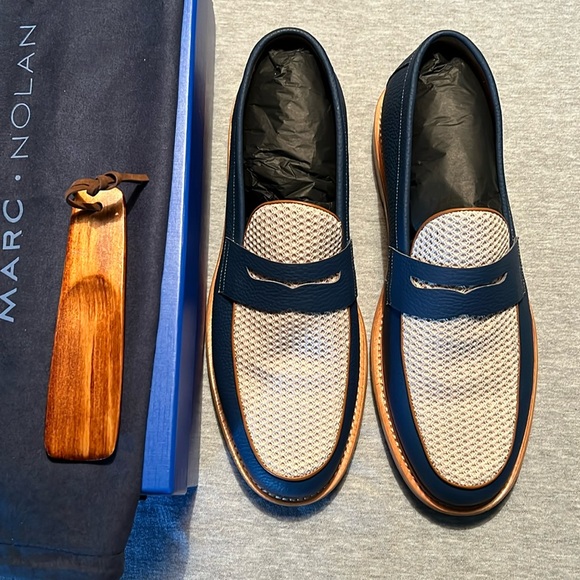Marc Nolan | Shoes | Nwt Marc Nolan Callum Indigo Leather Penny Loafers ...